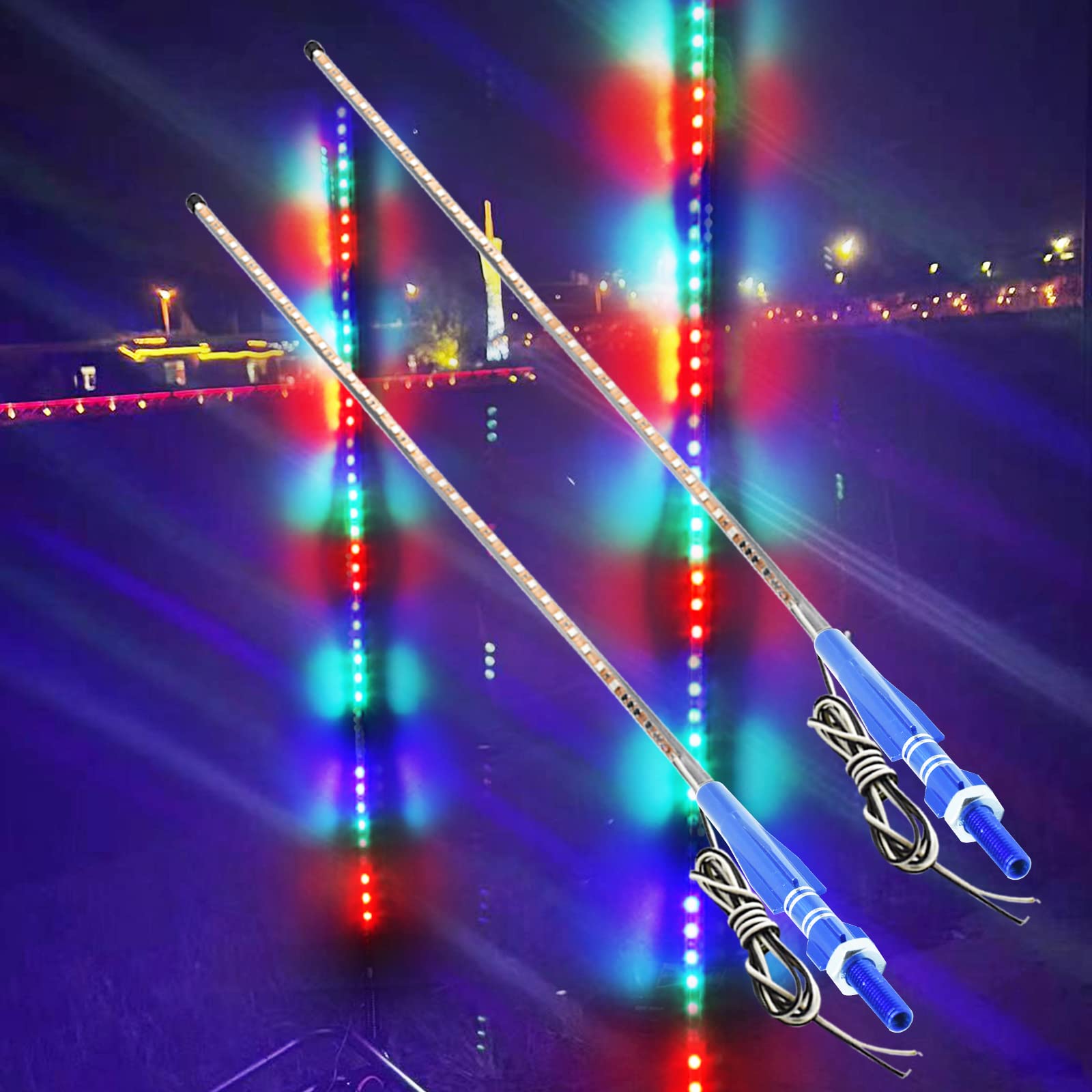 HAISECA 2Pcs LED Whip Lights,3.4FT RGB 270° Light Auto Flowing LED Whip ...