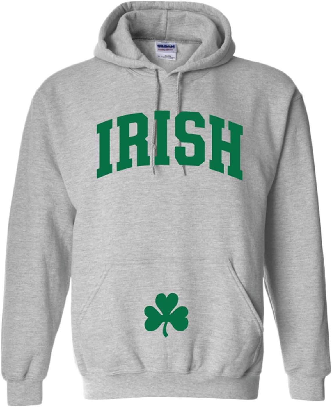 Irish Hooded Sweatshirt with Shamrock on Muff Pocket (Athletic Grey ...