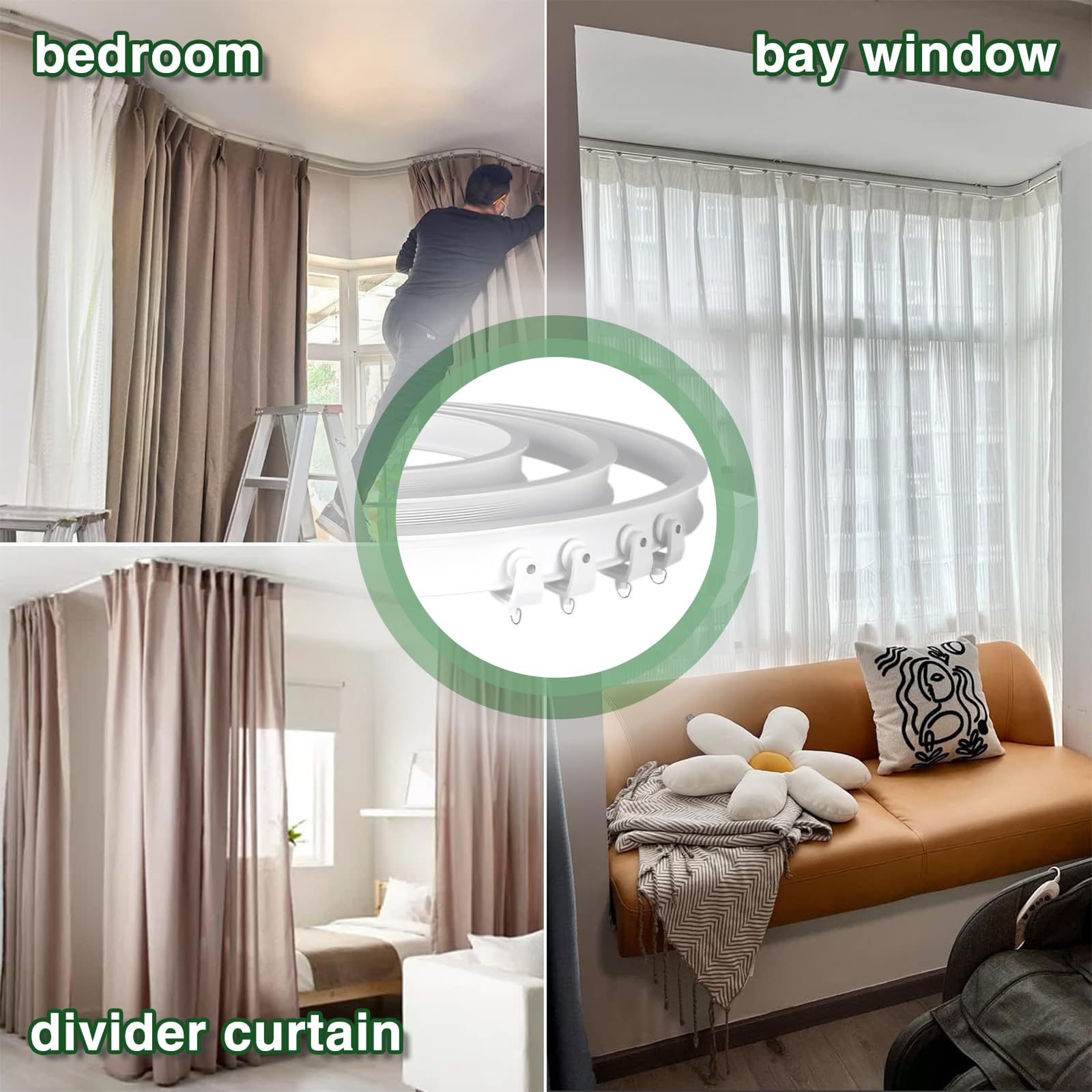 Snapklik.com : Flexible Curtain Track Ceiling Mount 7m 23 Ft Curved ...