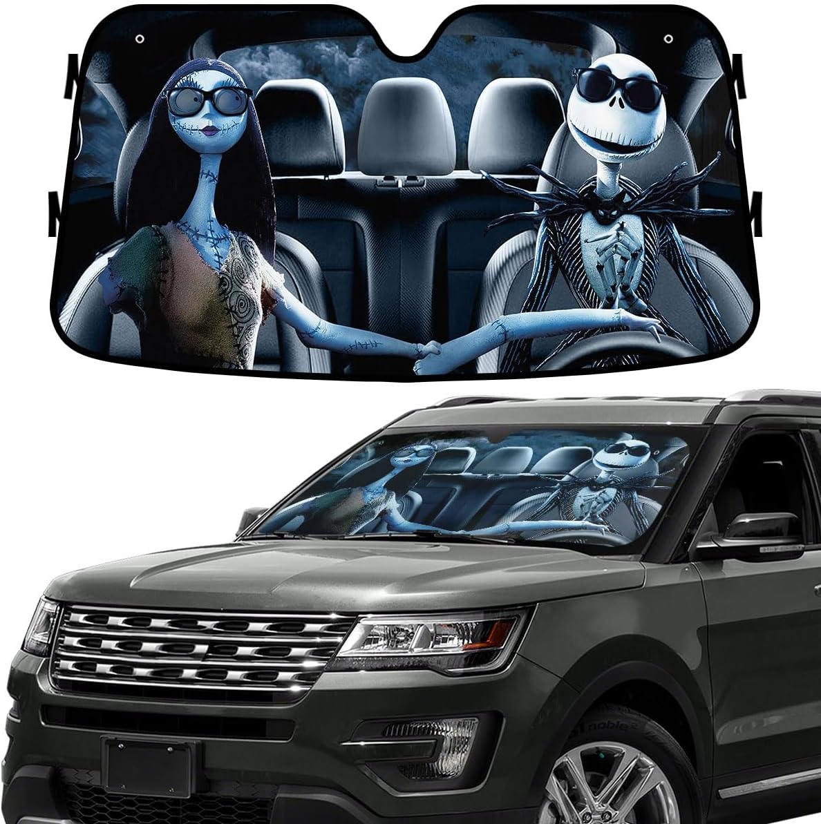 Amazon.com: GENANY Nightmare Skellington Family Horror Windshield Sun ...