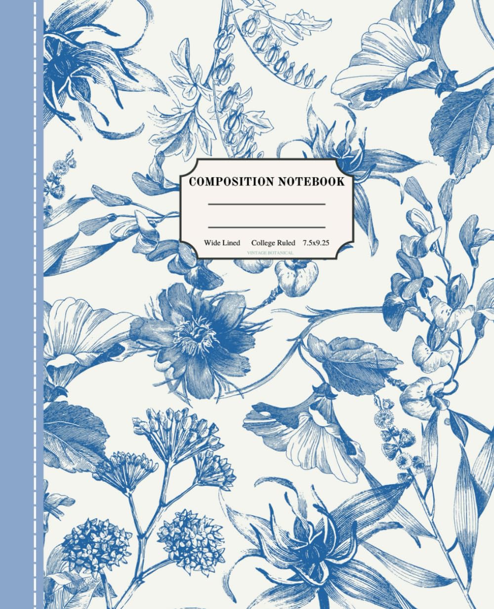 Vintage Botanical Composition Notebook: Pastel Blue Floral Print ...
