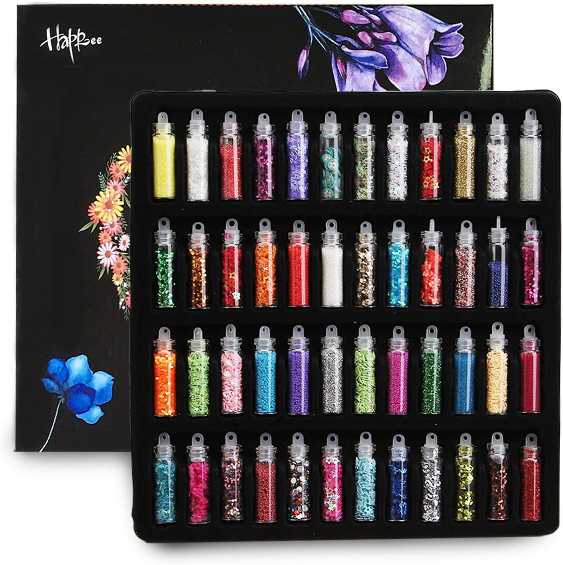 Amazon.com: Happlee Nail Glitter, 48 Boxes Nail Art Supplies Kit, 3D ...