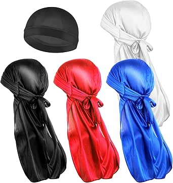 Amazon.com : COMNICO Satin durag Cap Premium Silk Extra Long Tails Wave ...