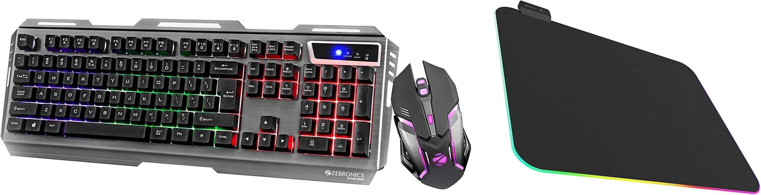 ZEBRONICS Zeb-Transformer Gaming Keyboard and Mouse Combo (USB, Braided ...