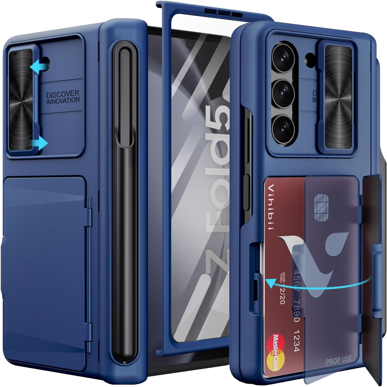 Amazon.com: SIXBOX for Samsung Galaxy Z Fold 5 Case with Card Holder ...