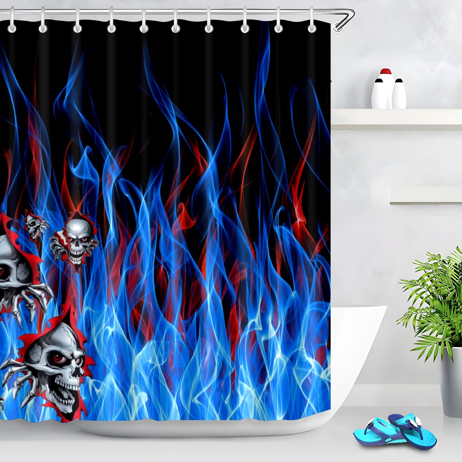 Blue And Red Fire Flames