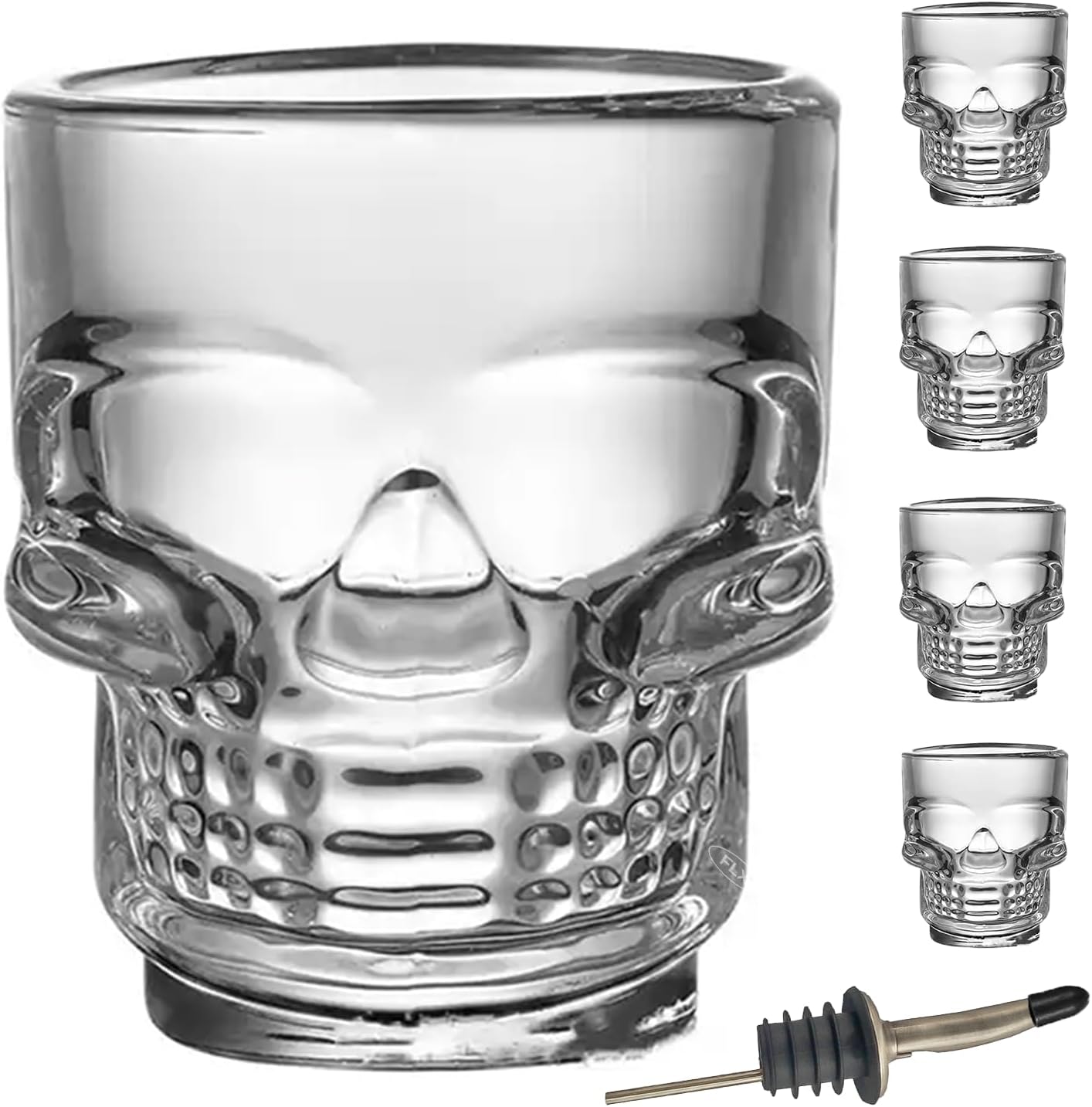 FLX Skull Shot Glasses. Gift Set. 4X Skull Shaped Tequila Shot Glass ...