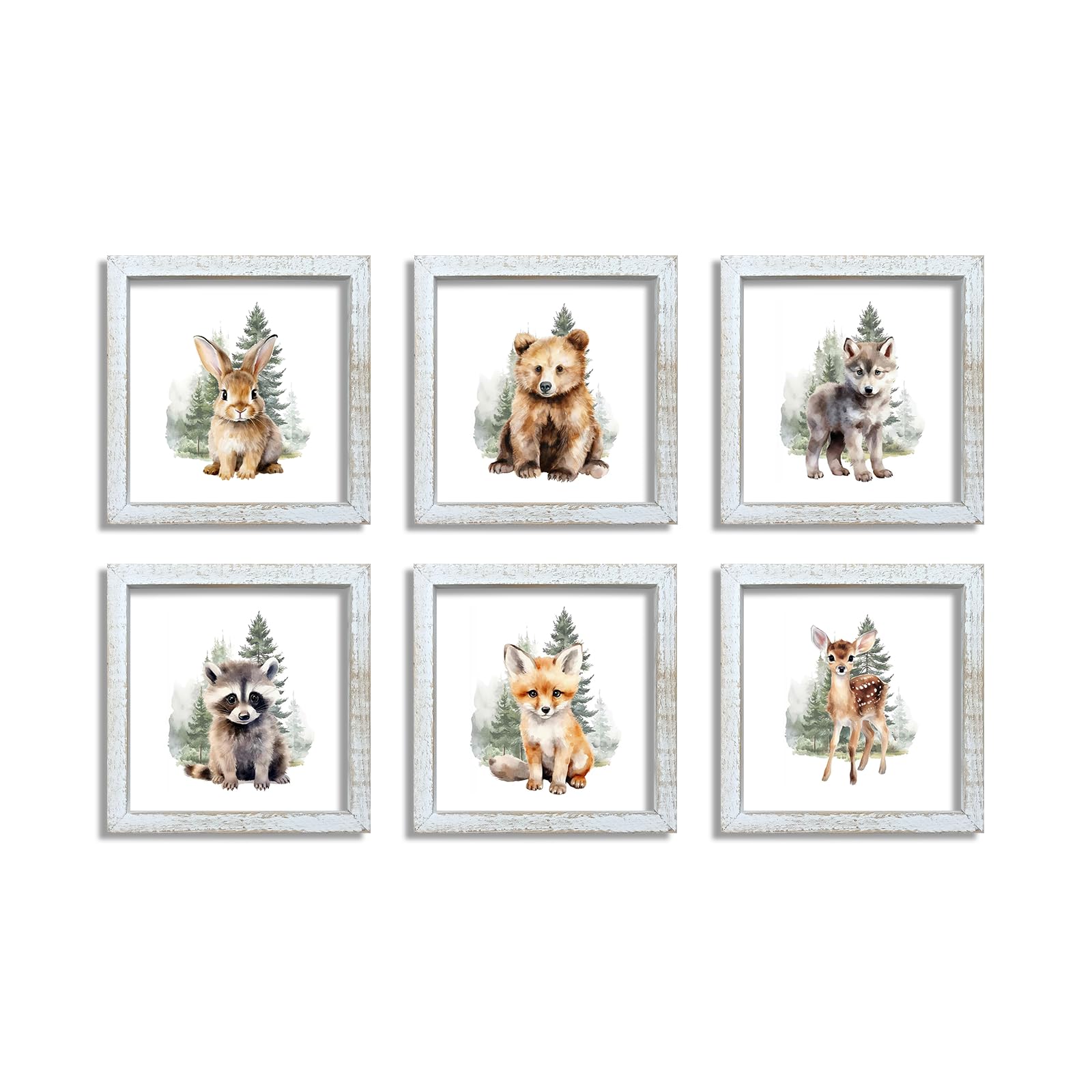Amazon.com: Woodland Animal Nursery Wall Art Decor 8x8 Inch Set of 6 ...