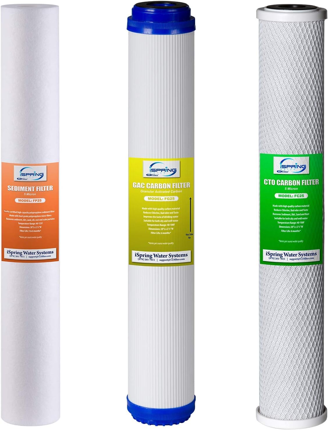 iSpring F3WCB32-O 20" x 2.5" Water Filters for RCB3P and WCB32C-GAC ...