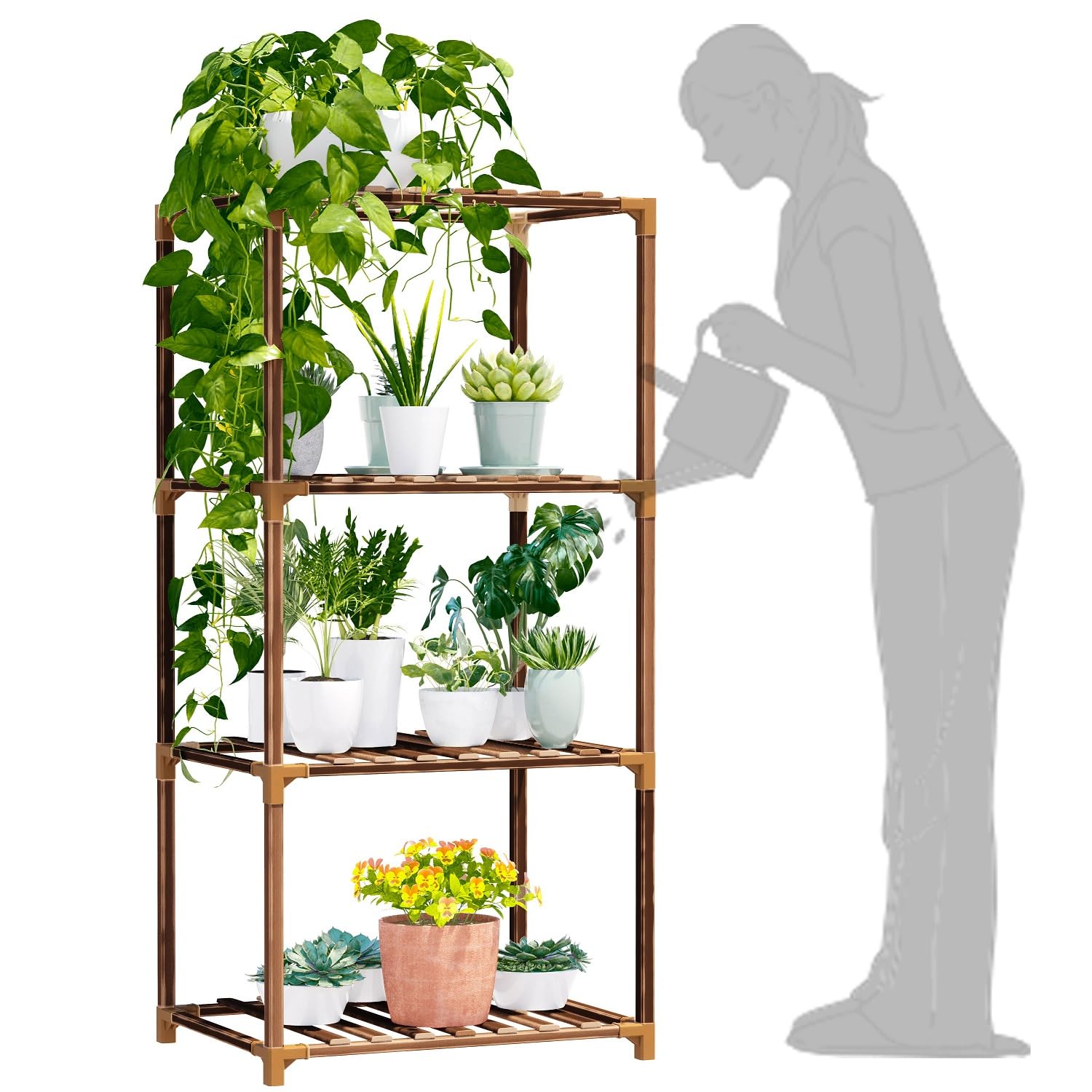 Amazon.com : New England Stories 4 Tier Long Plant Stand Indoor ...
