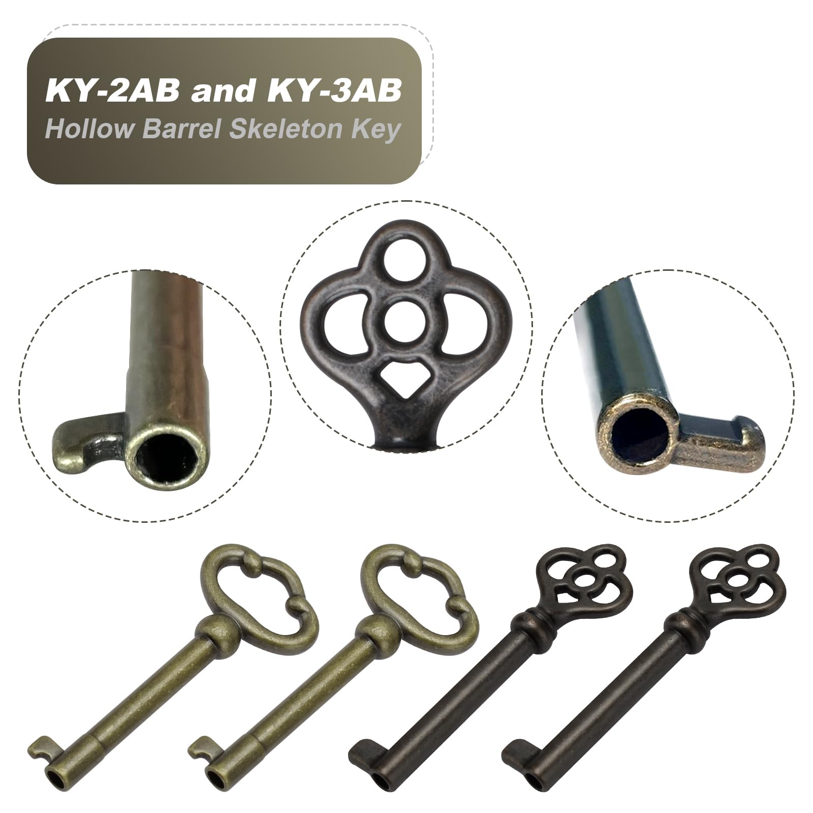 Snapklik.com : VIDABTE KY-2AB And KY-3AB Hollow Barrel Skeleton Key ...