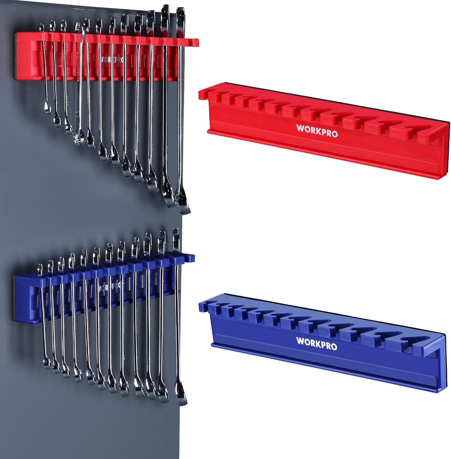 Amazon.com: WORKPRO 2-Piece Magnetic Wrench Organizer Rack Set, 24 ...