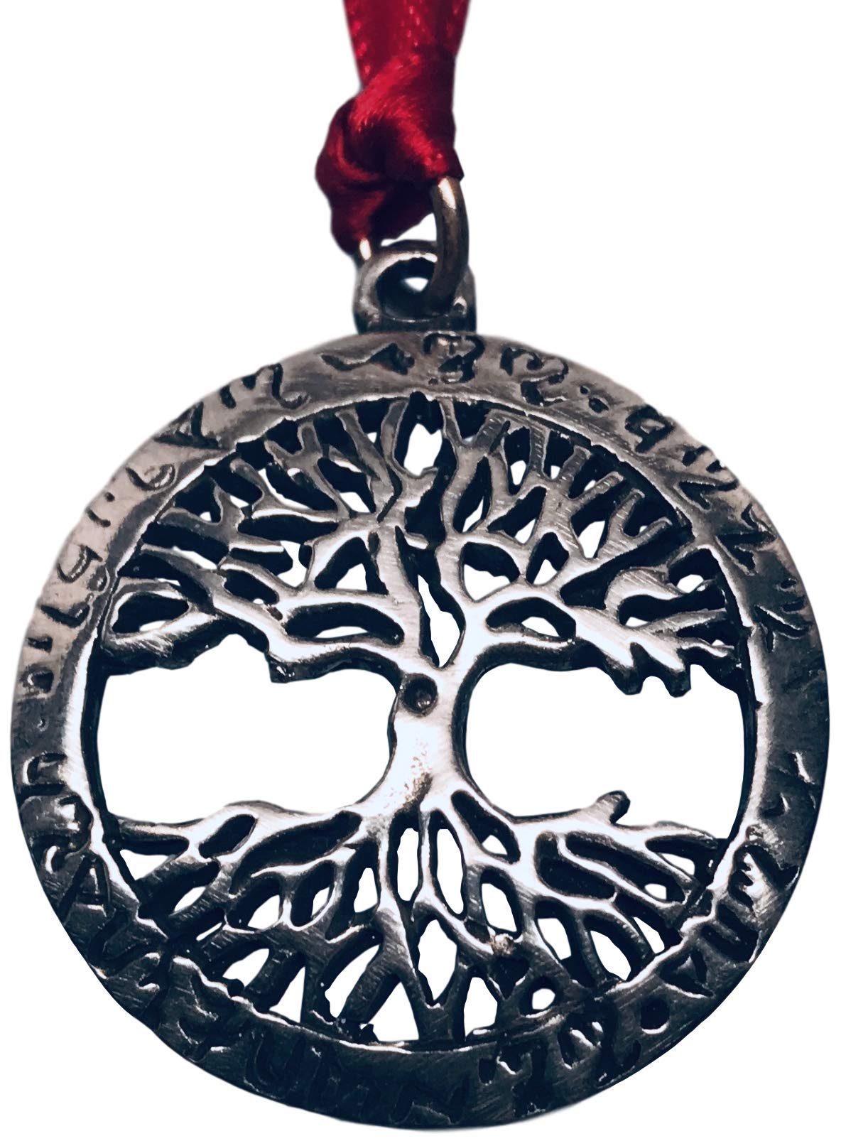 Amazon.com: Pewter Tree of Life Circle with Runes Christmas Ornament ...