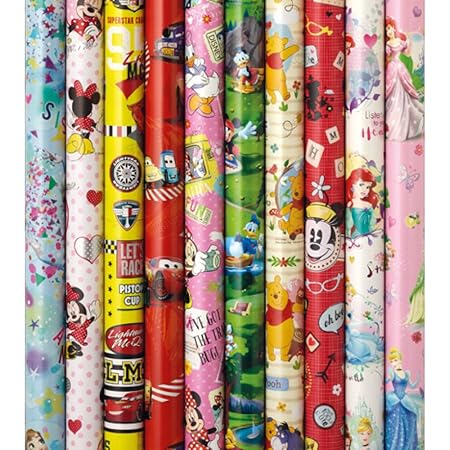 5 Rolls of Disney Wrapping Paper, 2 m x 70 cm, Assorted Designs: Amazon ...