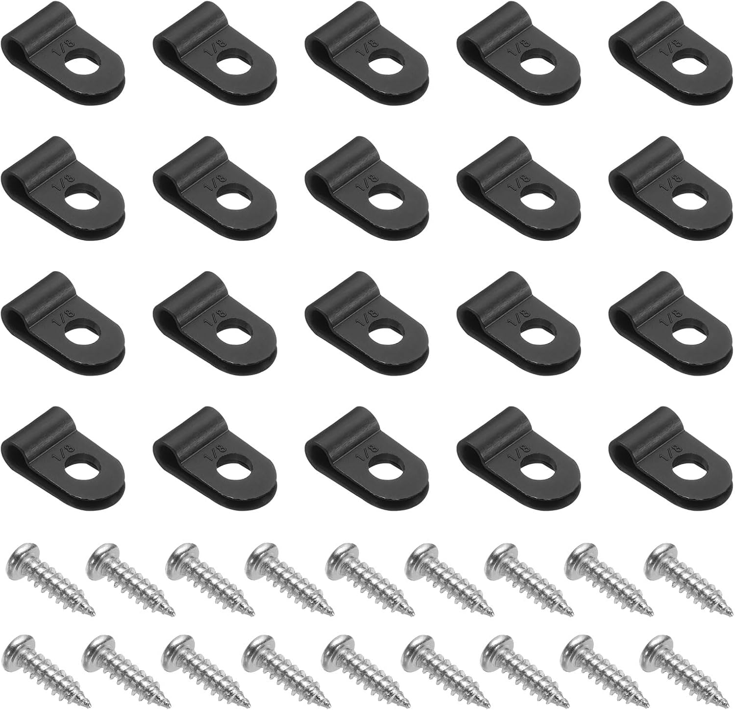 Amazon.com: HARFINGTON 100pcs Cable Clamps 1/8 Inch R-Type Nylon Cable ...