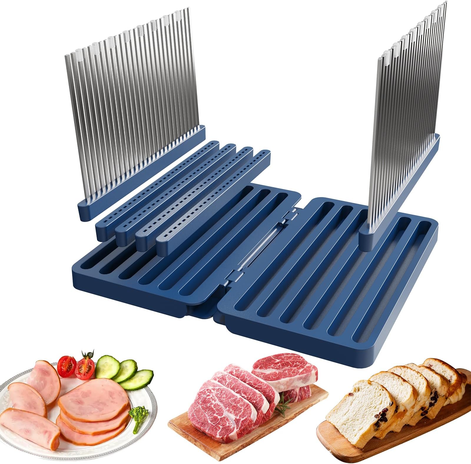 Amazon.com: 304 Stainless Steel Bread Meat Slicer, Foldable Food Slicer ...