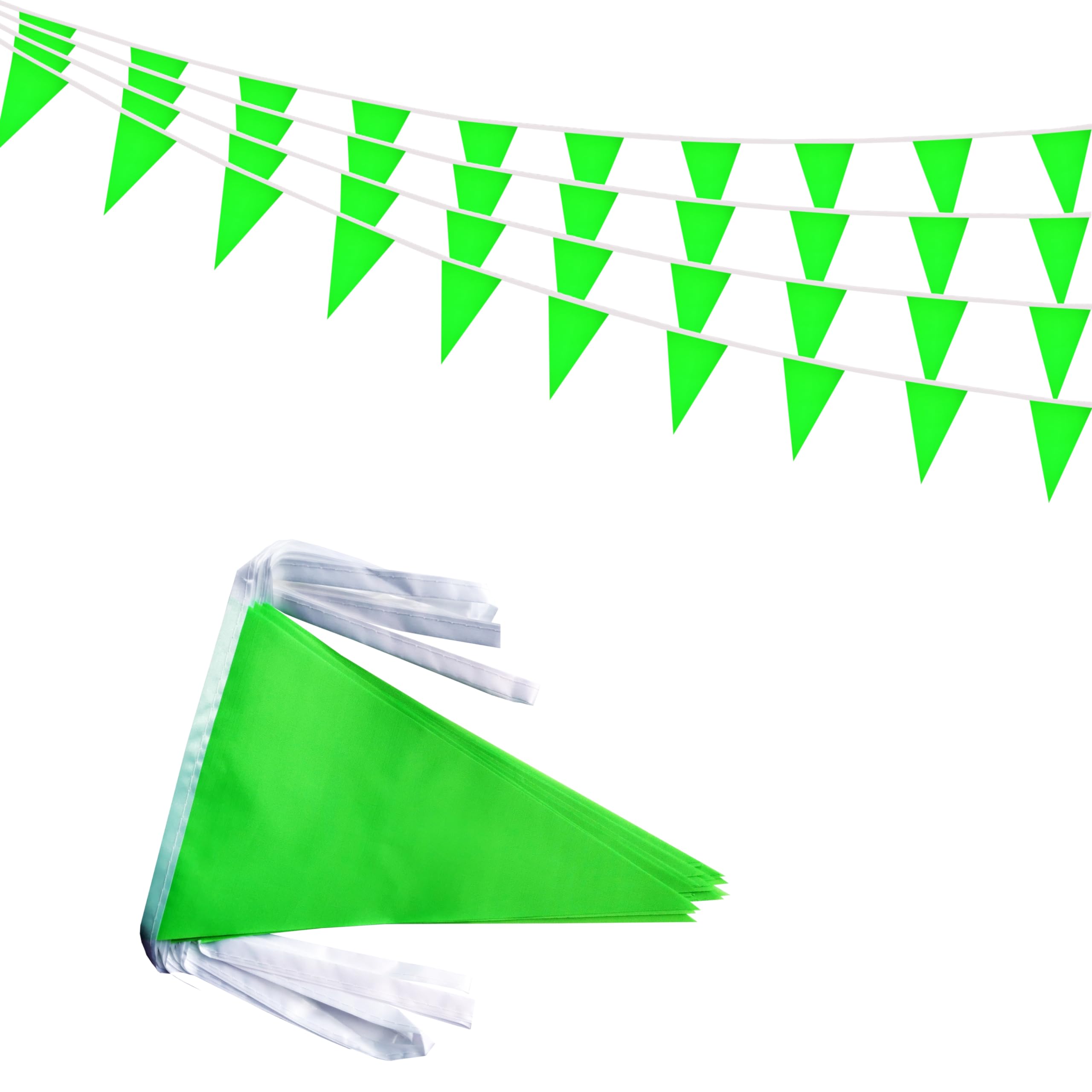 Amazon.com: Rotenl 50 Feet 30 Pcs Solid Green Pennant Banner Flags ...