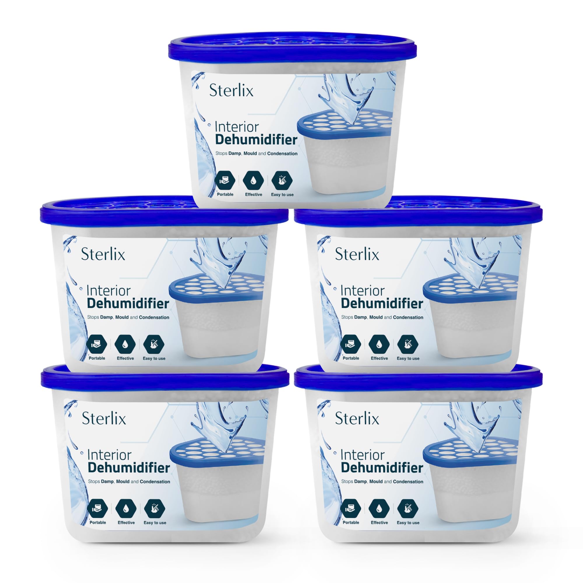 Sterlix Pack of 5 500ml Dehumidifier Tubs for Condensation,Humidity ...