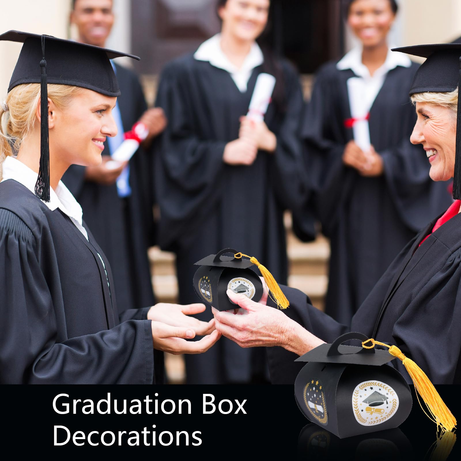 KATOOM Graduation Cap Gift Boxes with Tassels – Pack of 36 +Stickers ...