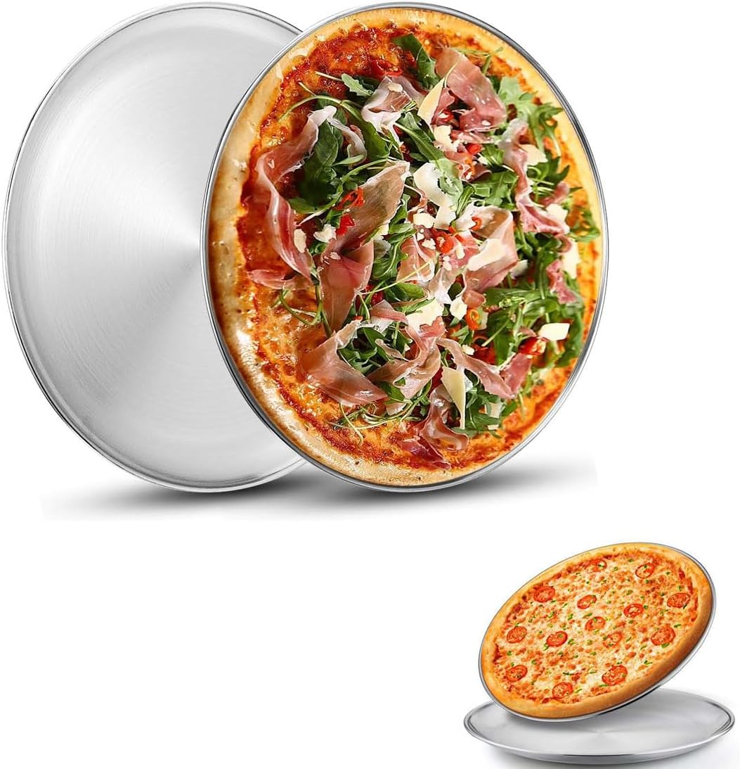 Amazon.com: Vziokk 2Pcs Stainless Steel Pizza Pan, Healthy Pizza Baking ...