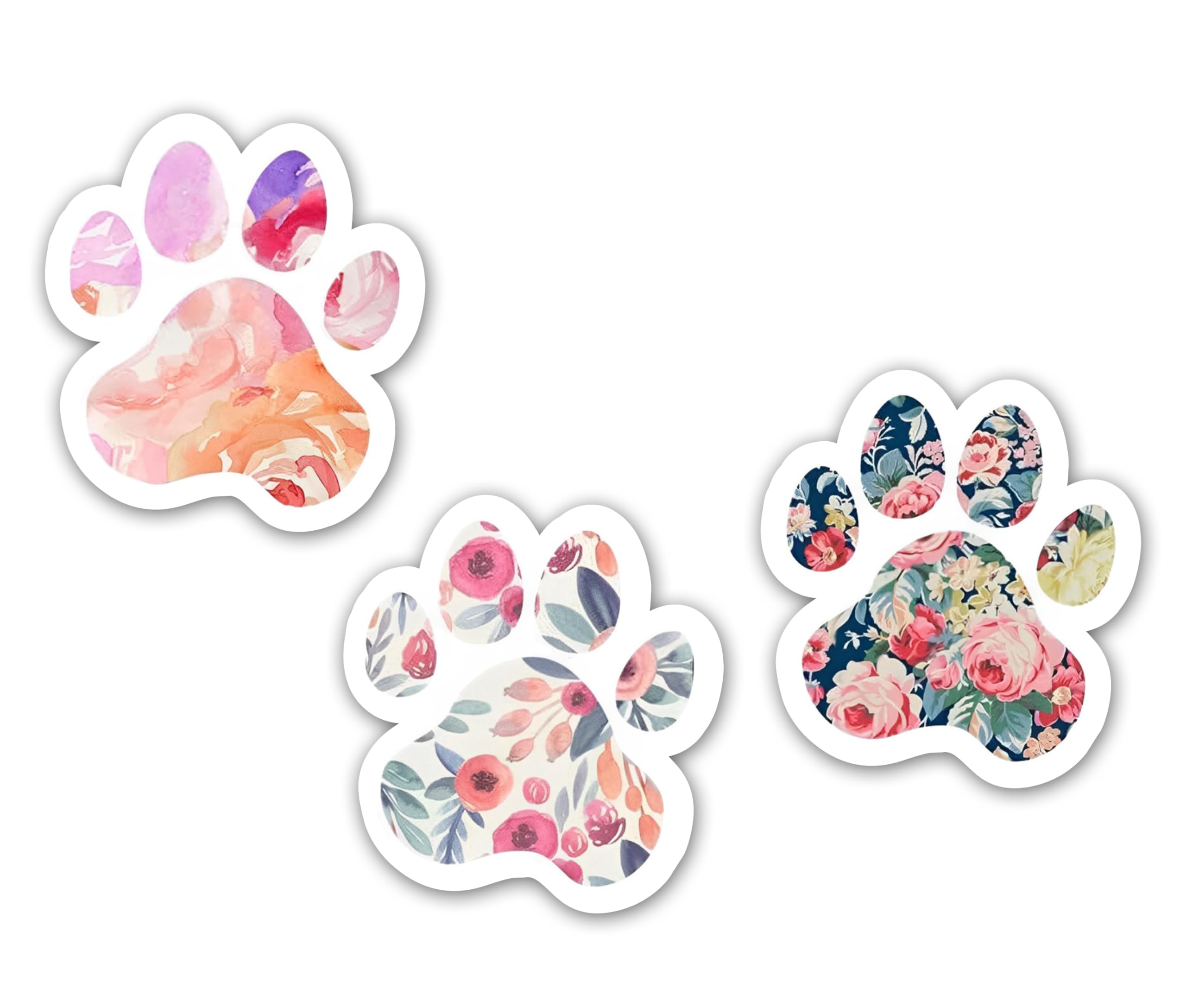 Amazon.com - 3-Pack Floral Paw Print Cute Vinyl Sticker - 3 Inches Dog ...