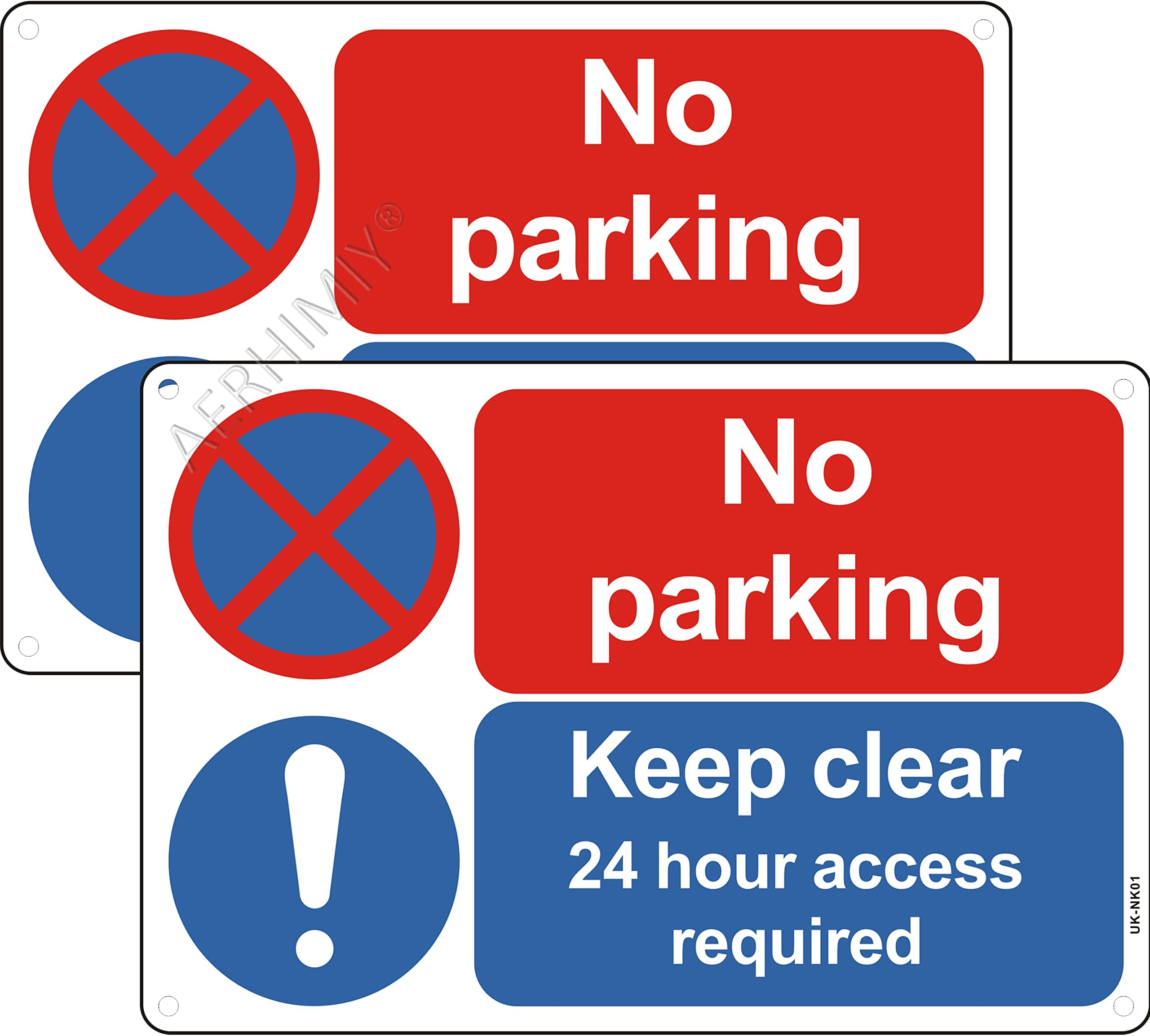 2 Pack No Parking Signs Metal Reflective 7.9x11.8 Inches, Keep Clear No ...