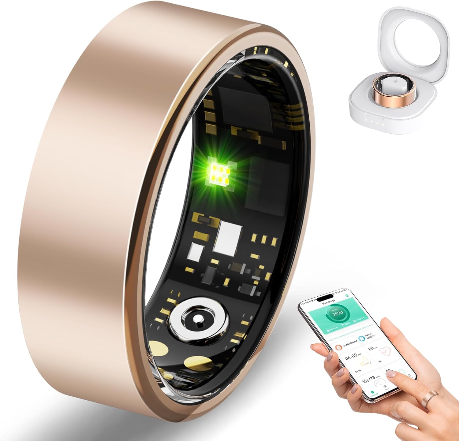 Amazon.com: Smart Ring for Women Men, Sleep Tracker Ring with Heart ...