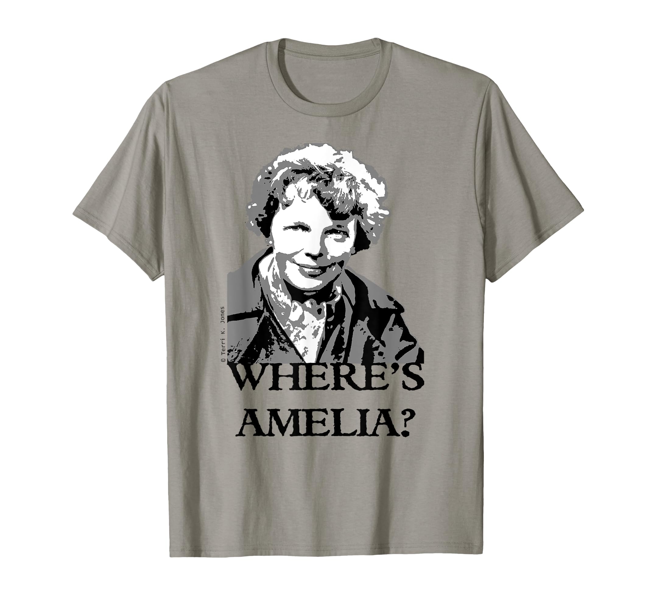 Amazon.com: Where's Amelia? Missing Person Female Aviator T-Shirt ...