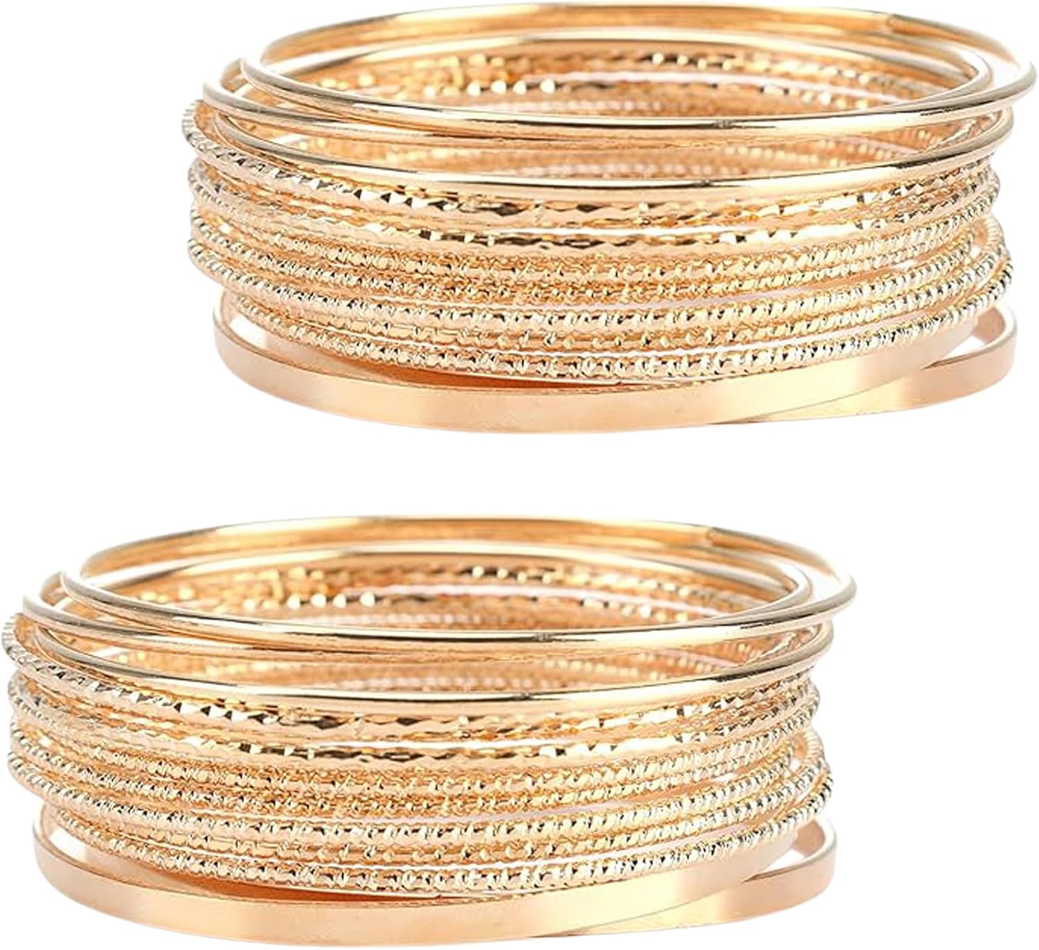 LPMXYW 28 PCS Gold Bangle Bracelet Set - Stackable Glossy Plated ...