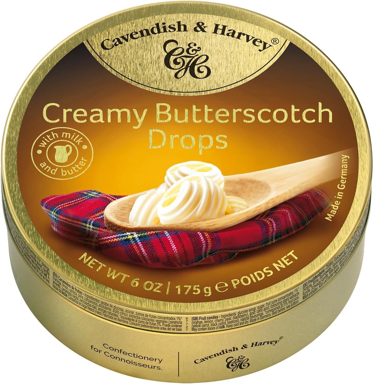 Pack of 6 Cavendish & Harvey Butterscotch Drops in Tin – Premium ...