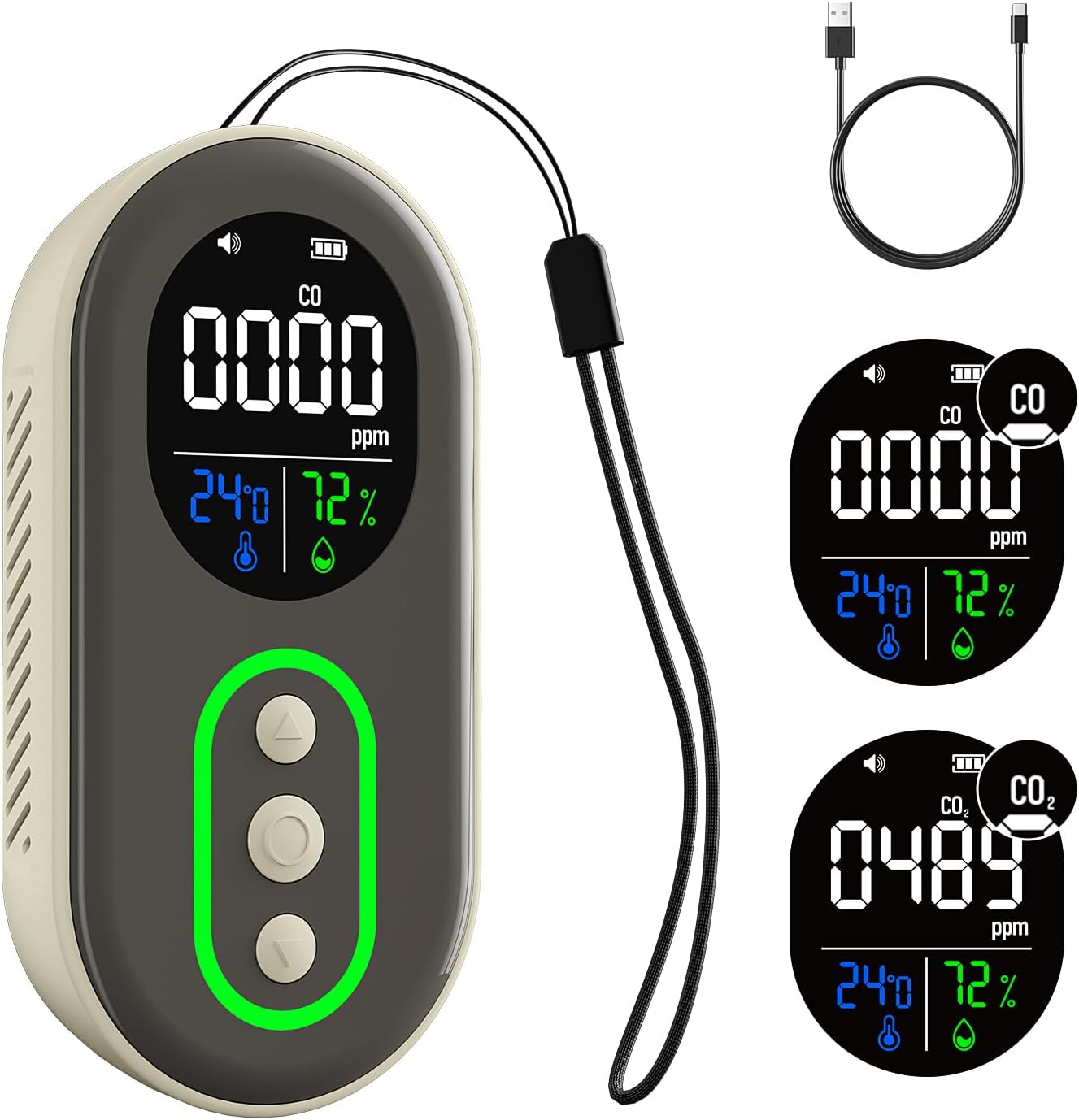 GasDoc DS-399PRO Carbon Monoxide and Carbon Dioxide Detectors, 4-in-1 ...