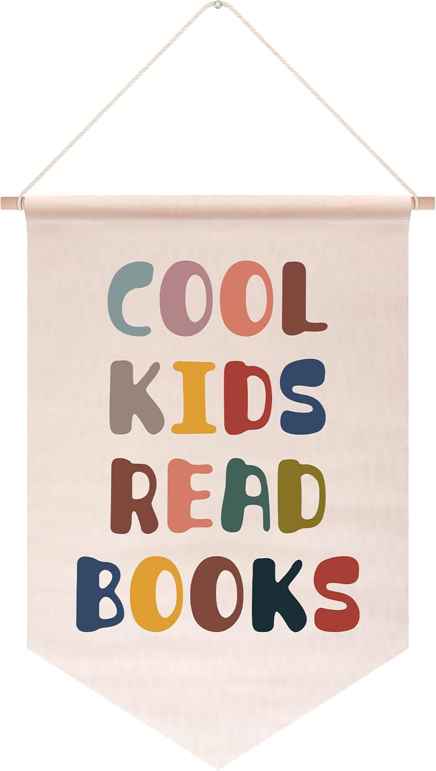Amazon.com: Cool Kids Read Books Wall Hanging, Classroom Wall Decor ...