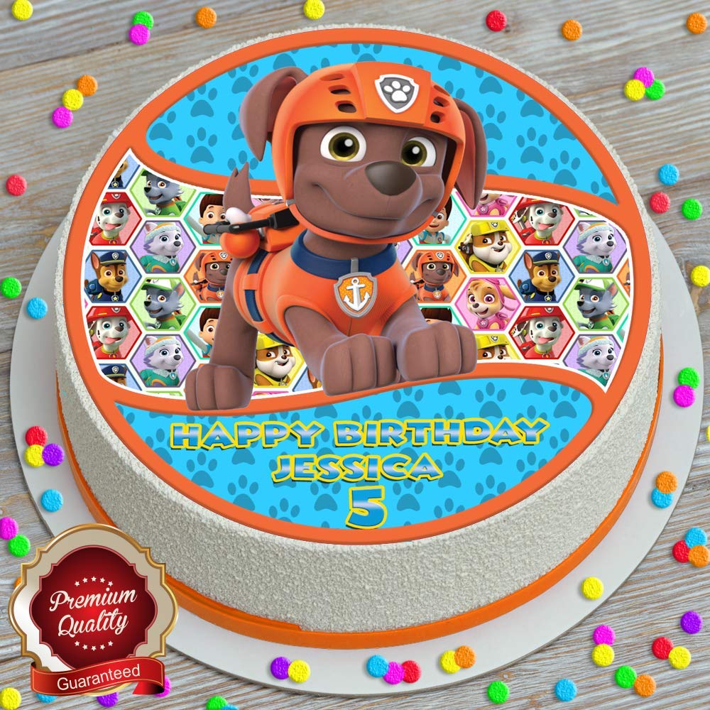 Buy PAW Patrol ZUMA Happy Birthday Personalised 7.5 INCH Edible Icing ...