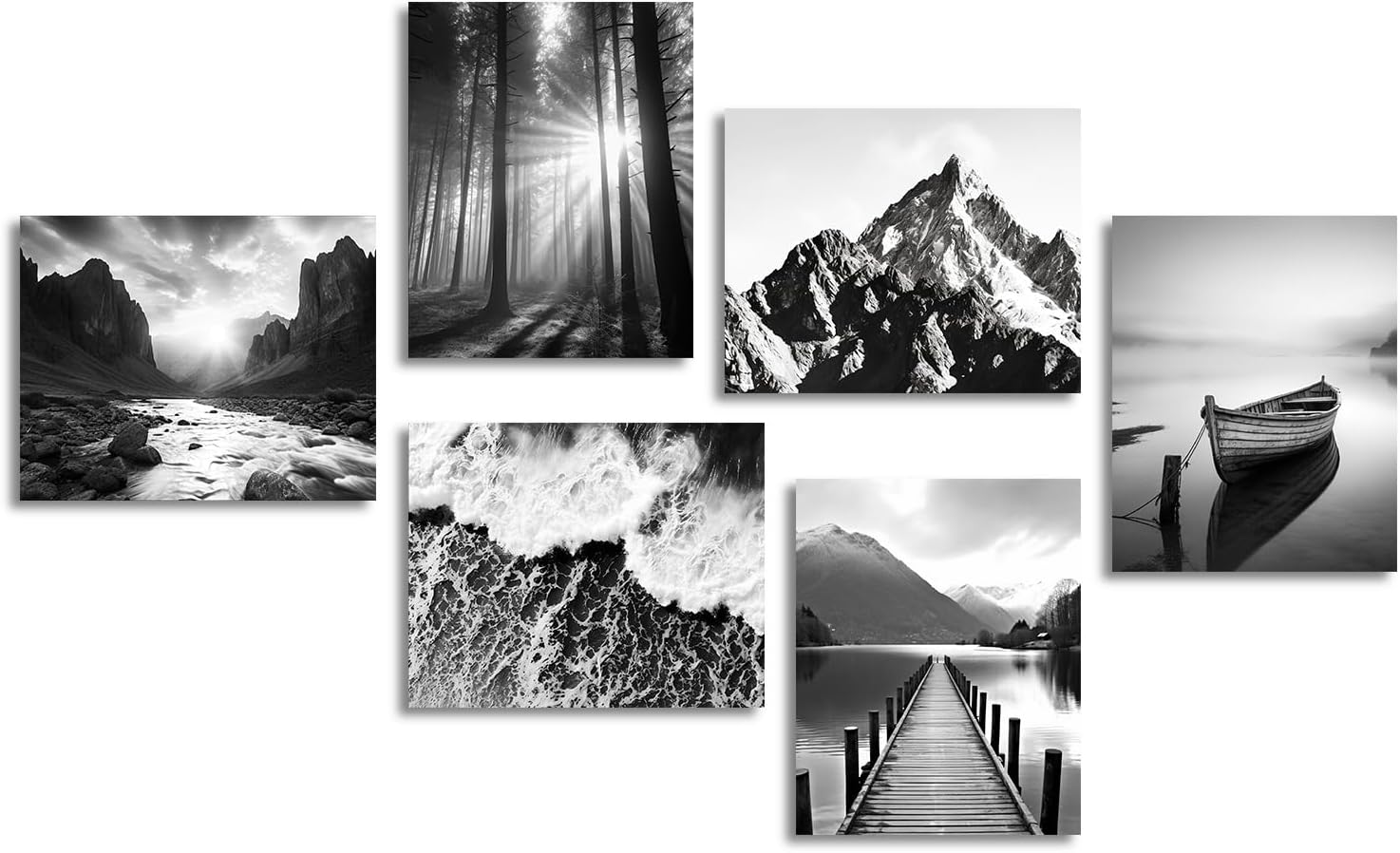 Forest Nature Landscape Black & White Poster - A3 (297 x 420mm ...