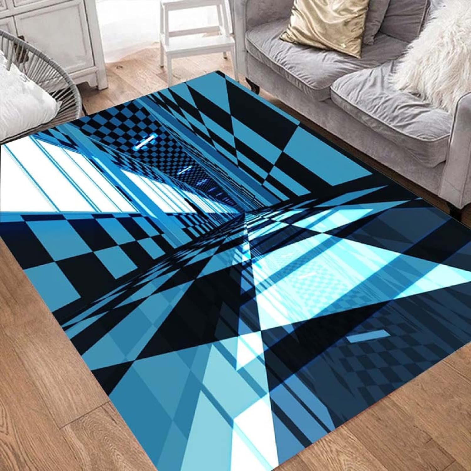 Amazon.com: Machine Washable 3D Grid Living Room Rugs - 10'x10' Area ...