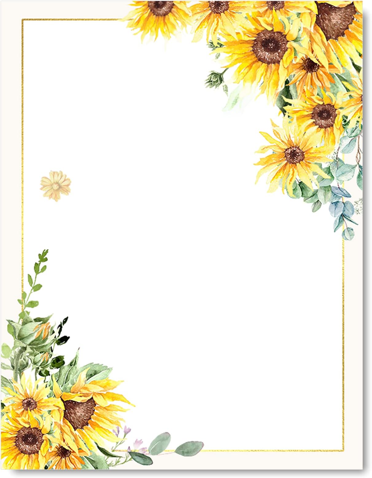 Amazon.com : AnyDesign 80 Pack Sunflower Stationery Letterhead Paper ...