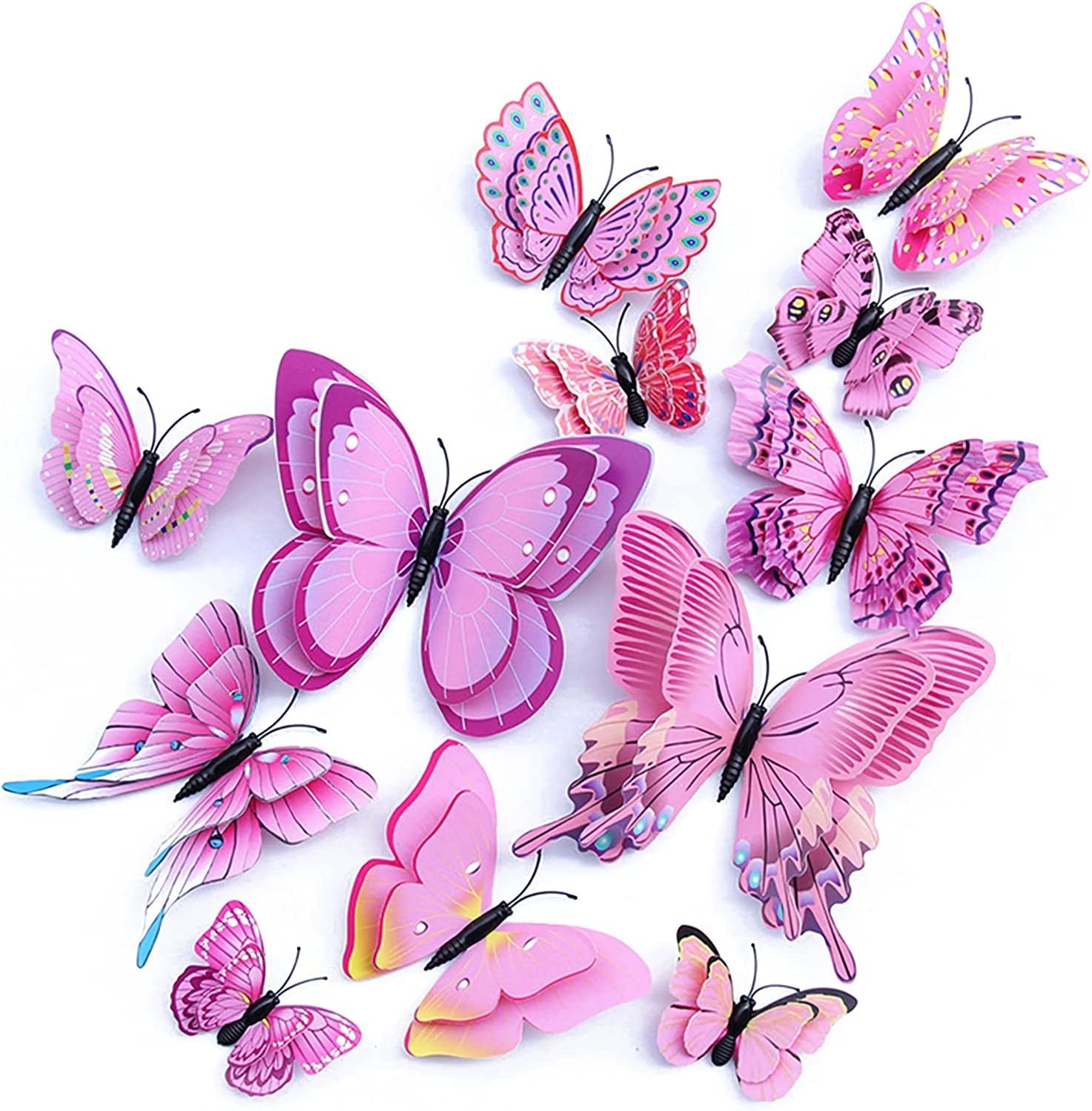 Amazon.com: 24Pcs Butterfly Wall Stickers 3D Blue Butterflies Wall ...