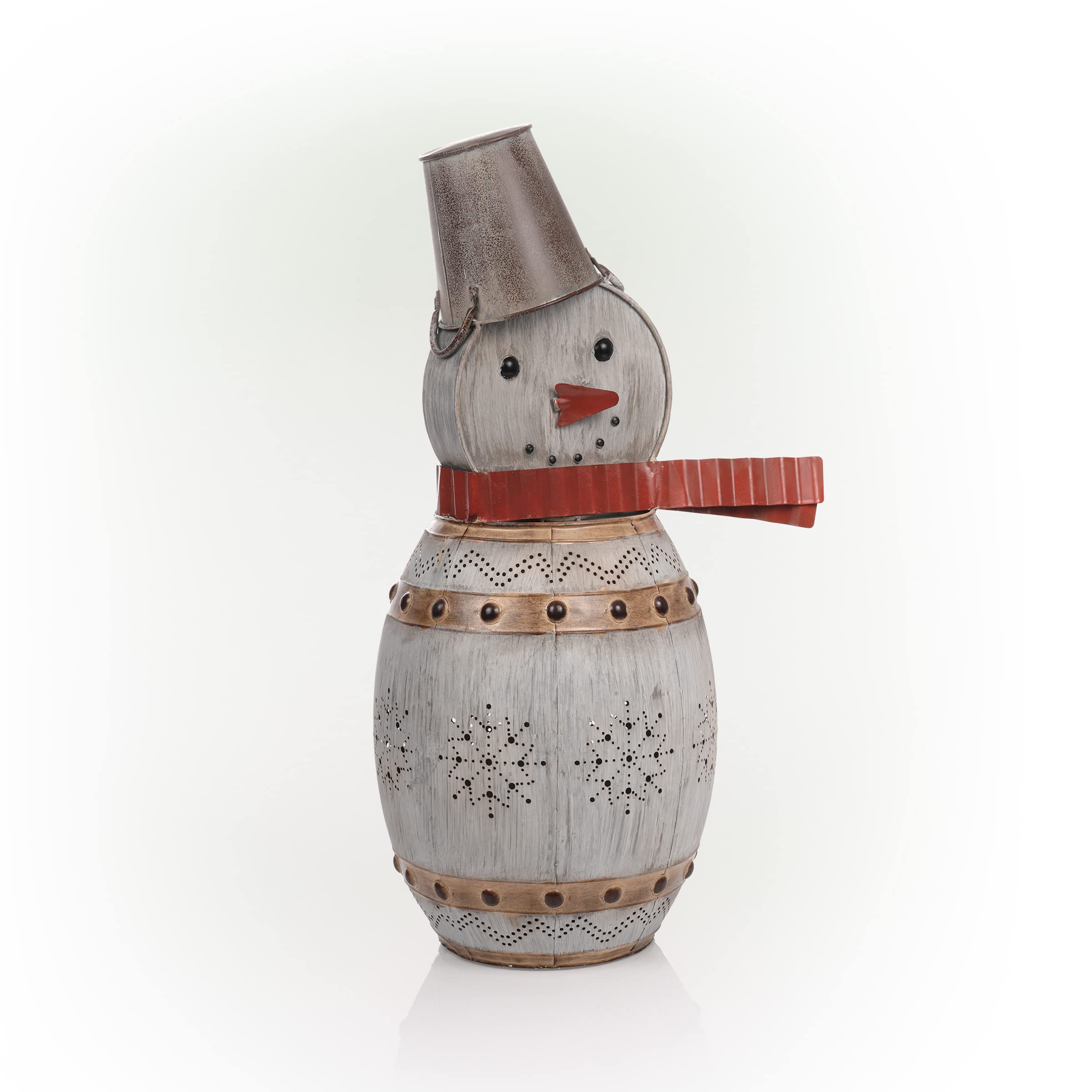 Alpine Corporation 30" H Indoor/Outdoor Metal Barrel Snowman Christmas ...