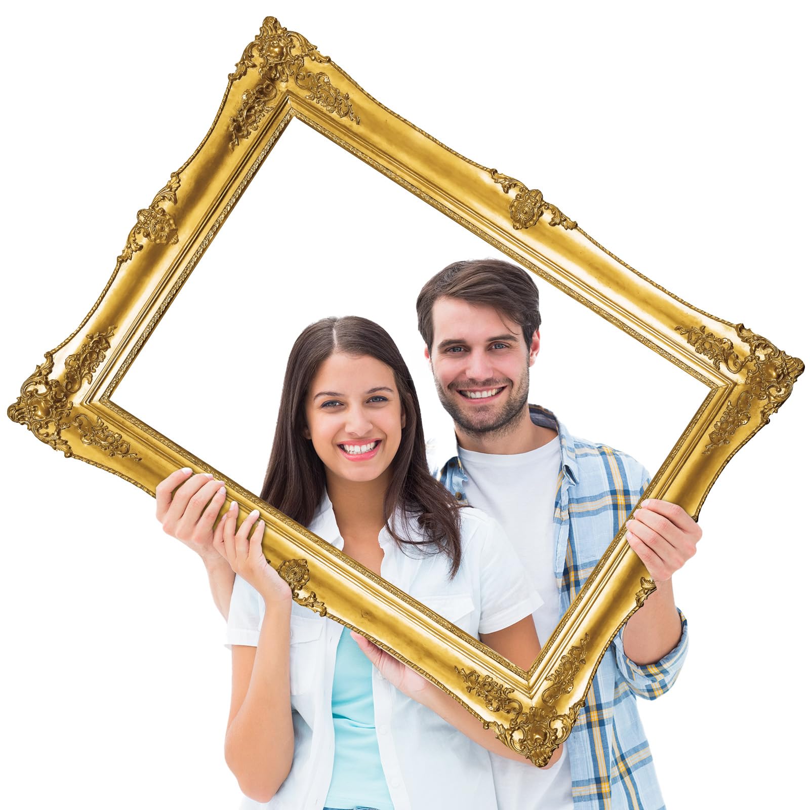 Amazon.com: Large Photo Booth Props 32 x 24 Inch Gold Picture Selfie ...
