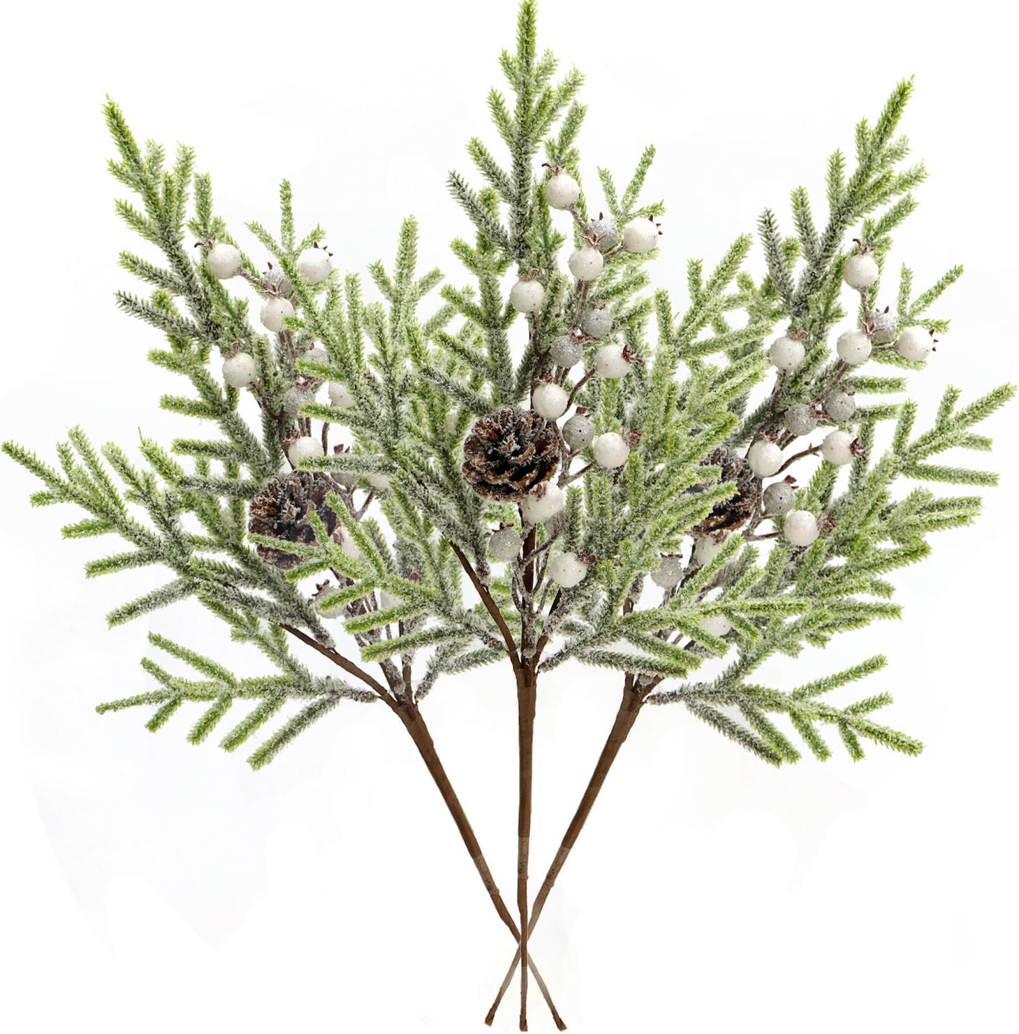 Amazon.com: Christmas White Berry Picks, 3Pcs 17.7Inch Snow Frosted ...