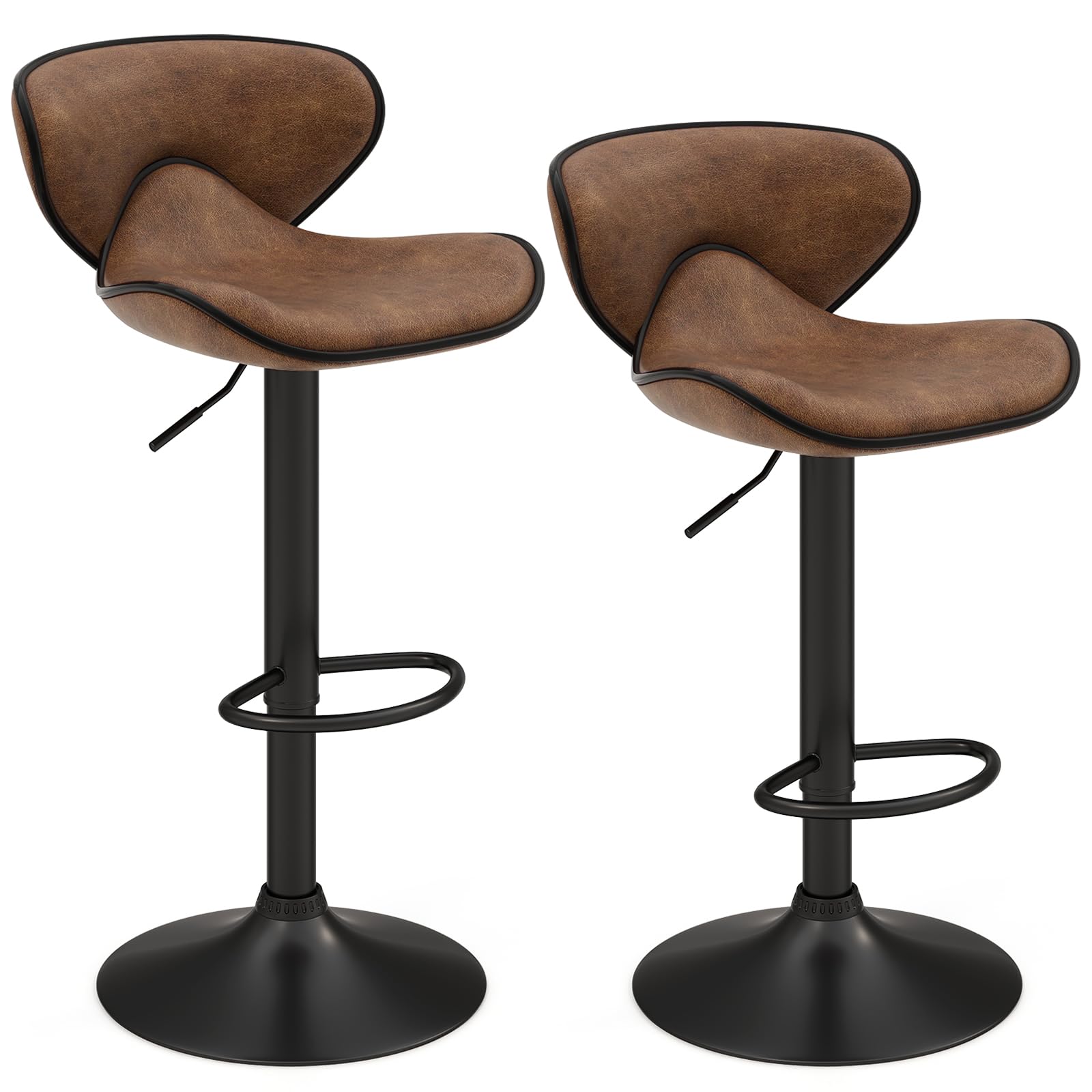 Amazon.com: Giantex Height Adjustable Bar Stools Set of 2, Upholstered ...