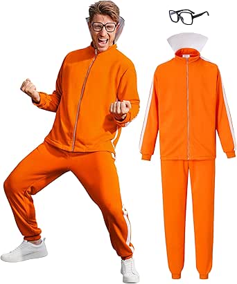 Amazon.com: Arvilhill 3 Pcs Animated Villain Genius Costume Orange ...