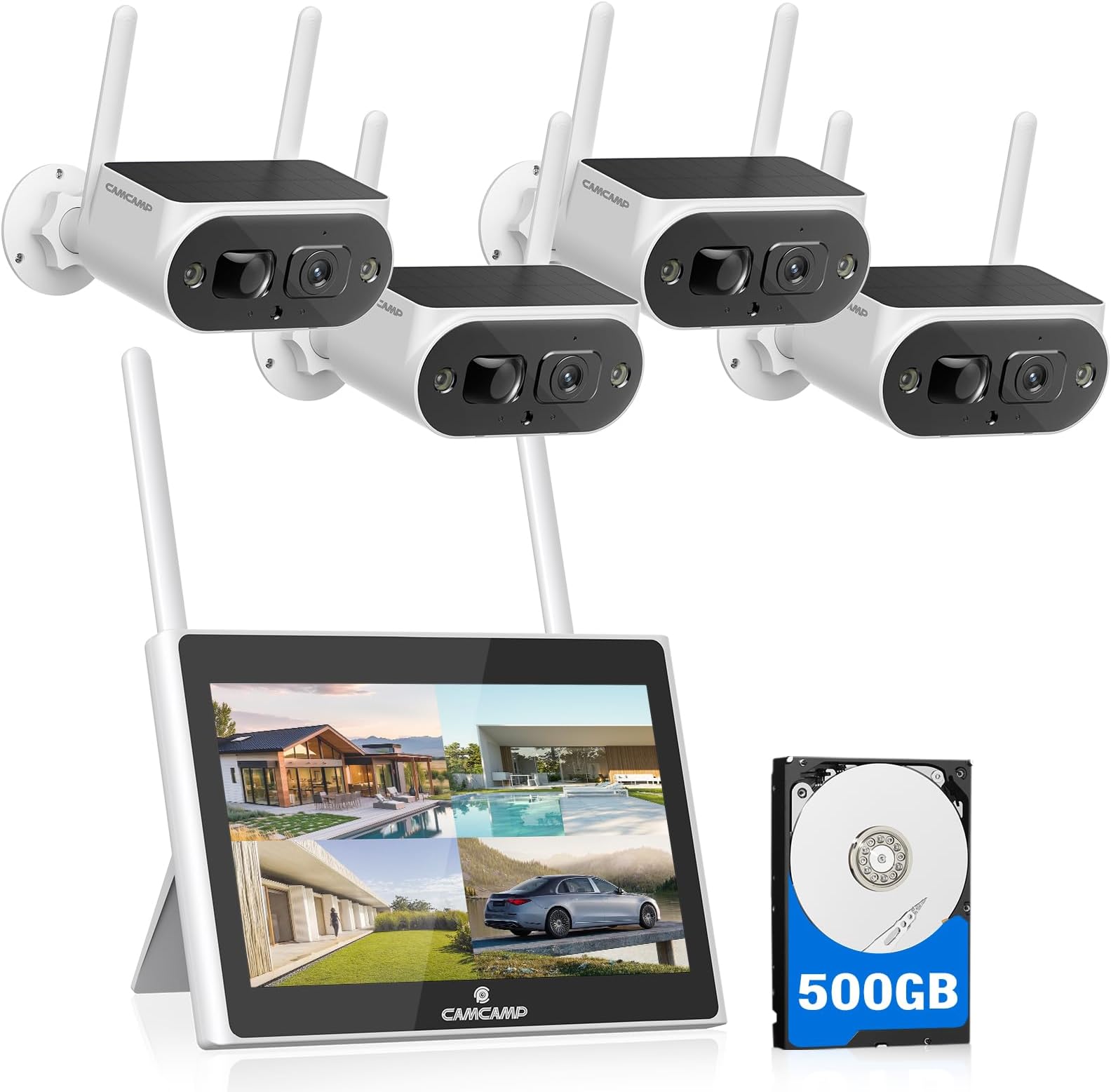 Amazon.com : Camcamp Solar Wireless Security Camera System with 10" IPS ...