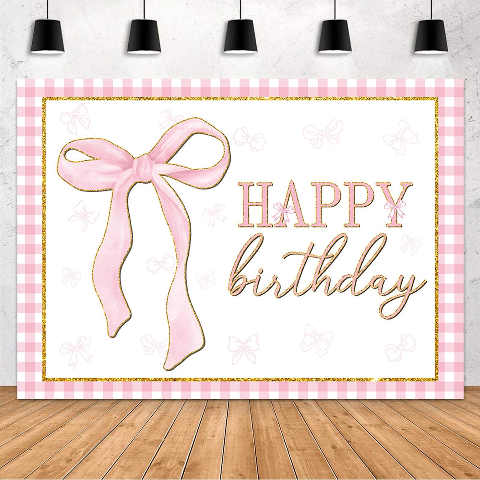 Amazon.com : YTHETM Bow Birthday Party Decorations Pink Bow Happy ...