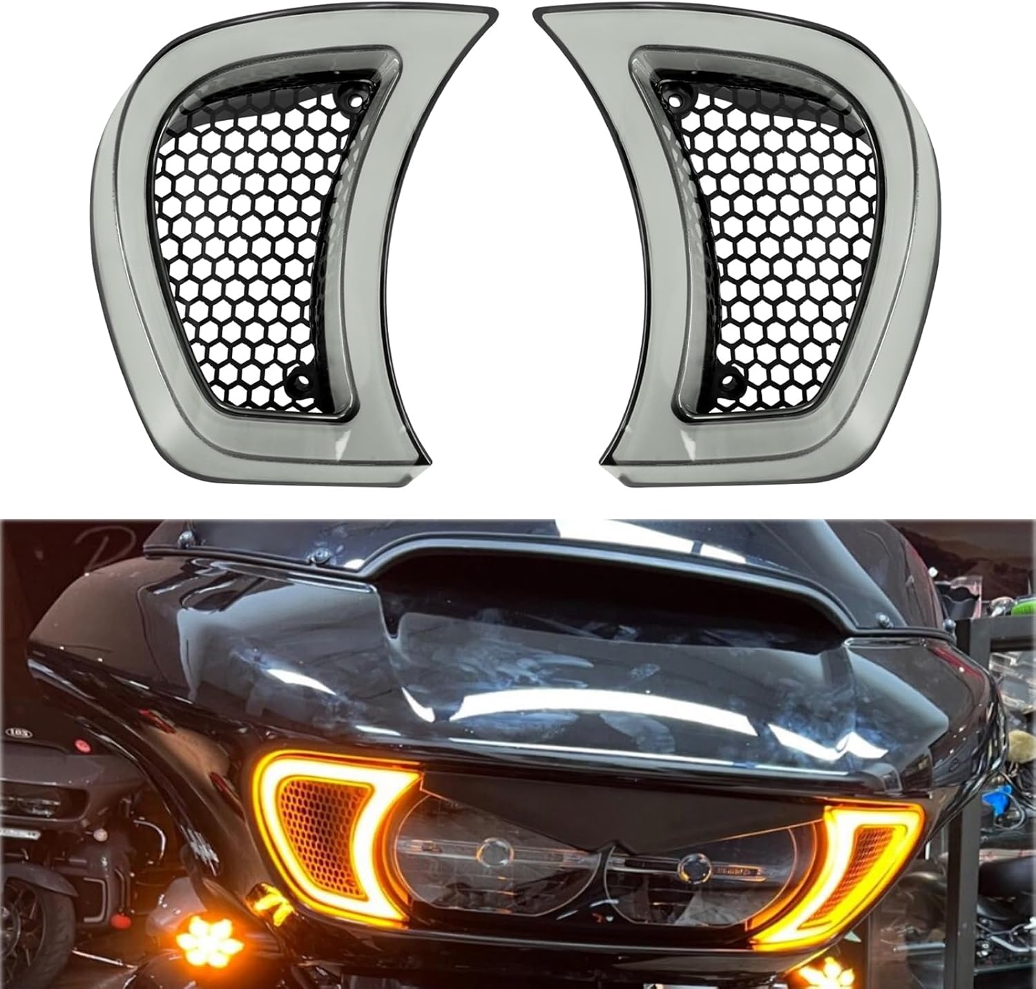 Amazon.com: YHMTIVTU Motorcycle Headlight Vent Accent LED Indicator ...