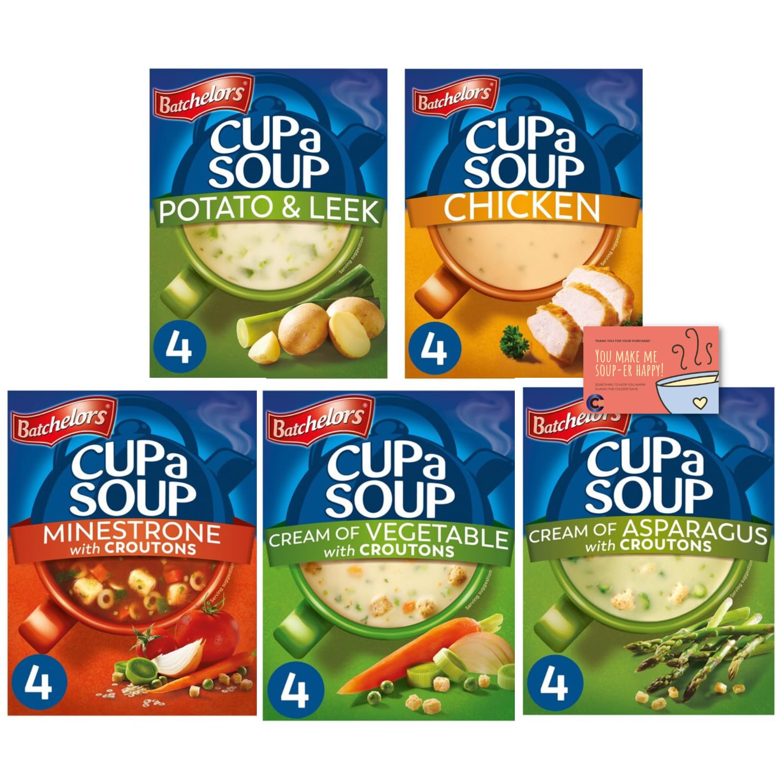 Batchelors Cup a Soup Variety Pack - Potato & Leek, Chicken, Minestrone ...