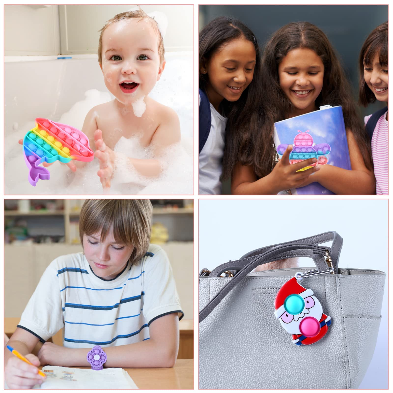 LATEEFAH Pink Fidget Toy Pack, Fidget Poppers Toy Pack for Kids Girls ...