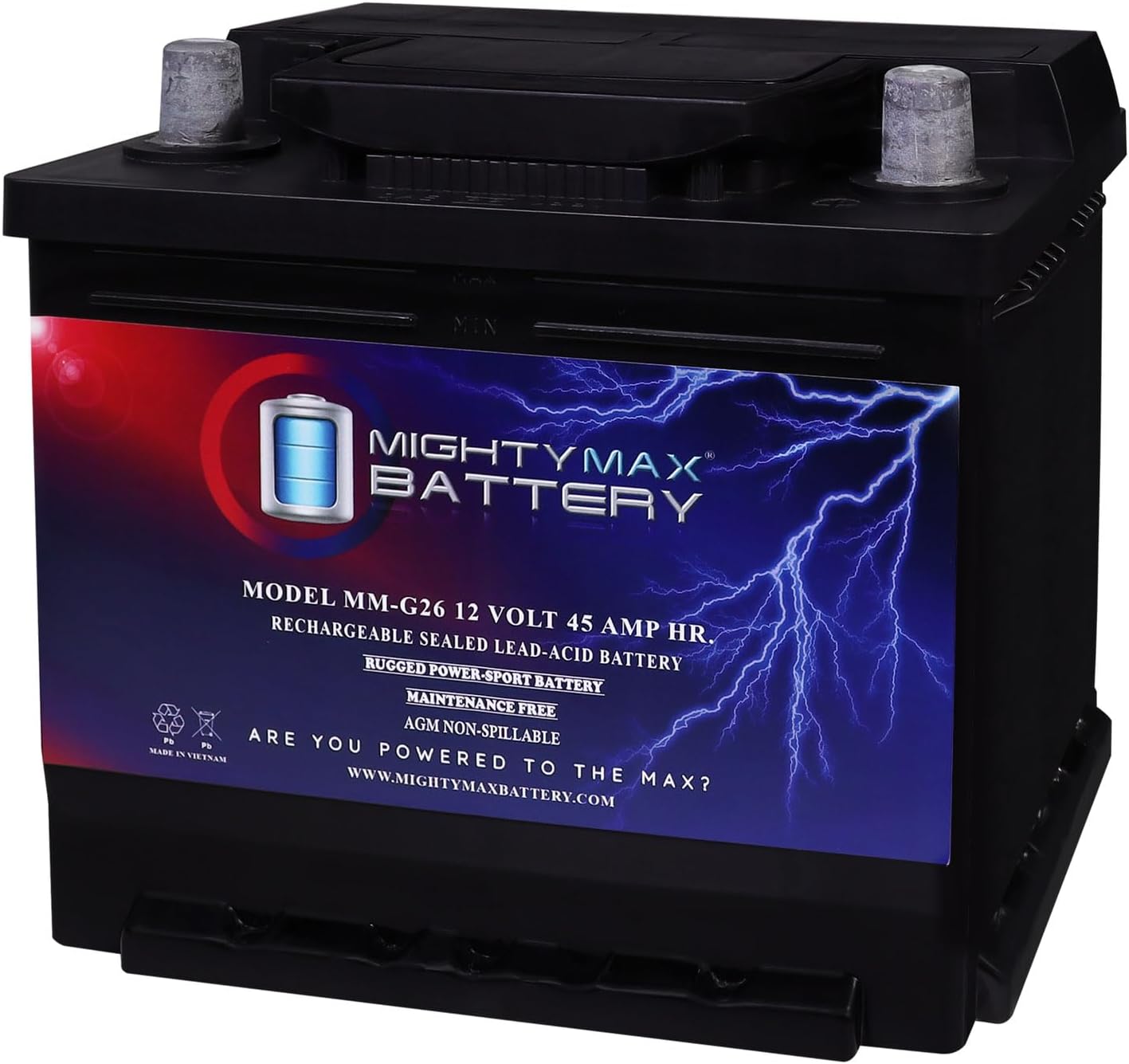 Amazon.com: Mighty Max Battery MM-G26 Group 26 12V 45AH 80RC 540CCA ...