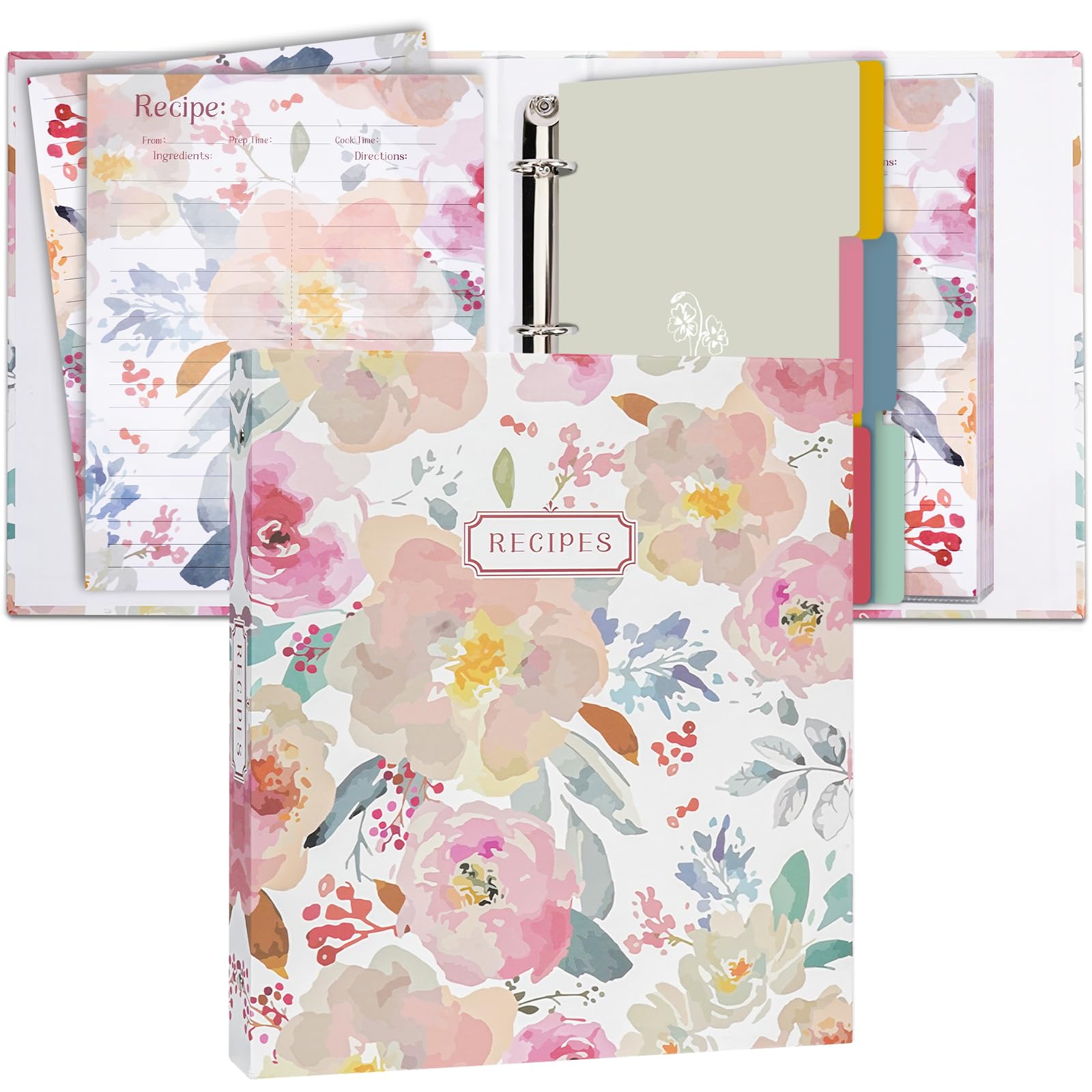 Recipe Binder RIFLE PAPER CO. | 16 Tabbed Dividers, 10 Recipe Book