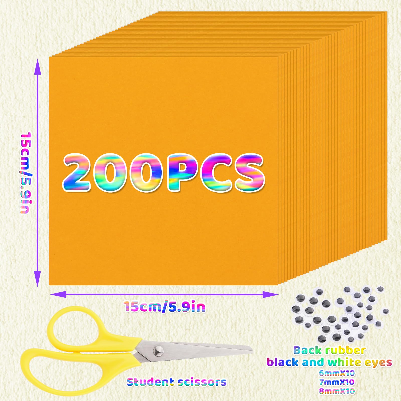 Snapklik.com : Origami Paper,200 Sheets Bright Yellow Double Sided ...